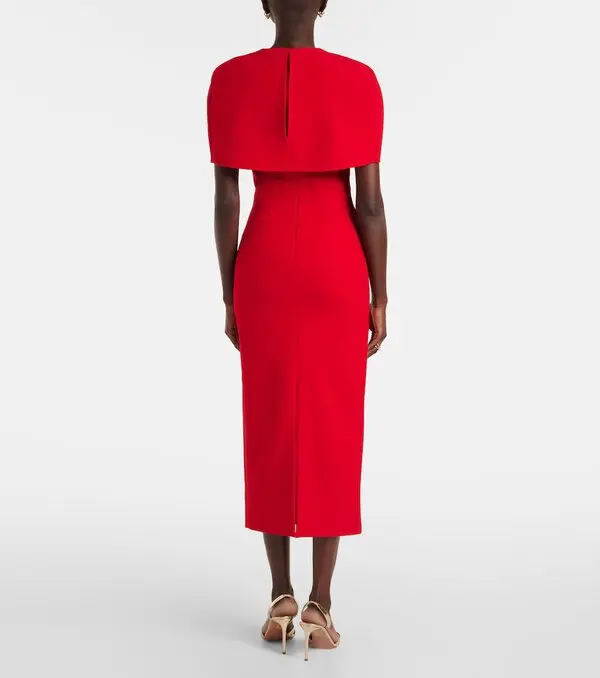 Roland Mouret Caped Crêpe Midi Dress - Red