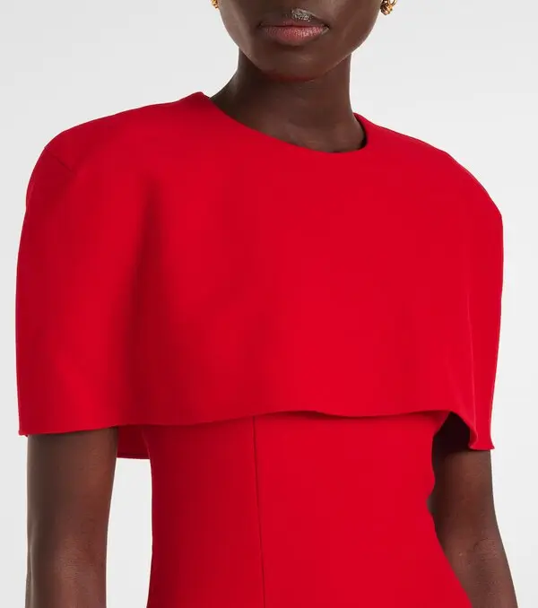Roland Mouret Caped Crêpe Midi Dress - Red