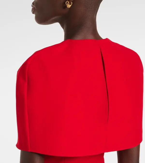 Roland Mouret Caped Crêpe Midi Dress - Red