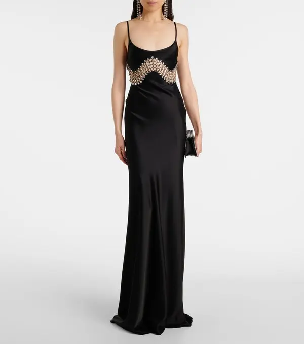 David Koma Embellished Satin Gown