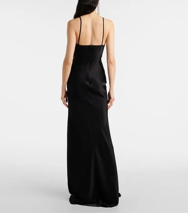 David Koma Embellished Satin Gown - Black