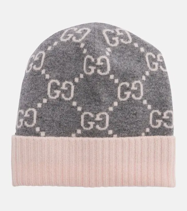Gucci Cashmere Jacquard Beanie - Grey