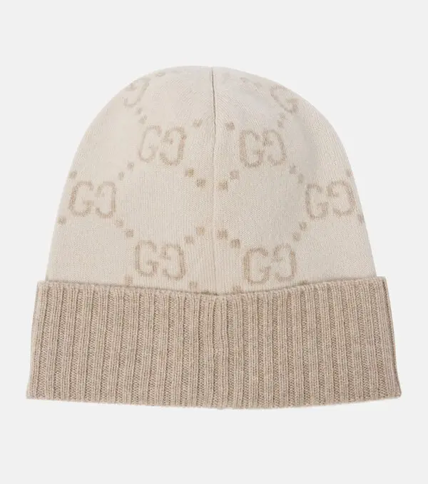 Gucci Cashmere Jacquard Beanie - White