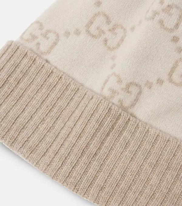 Gucci Cashmere Jacquard Beanie - White