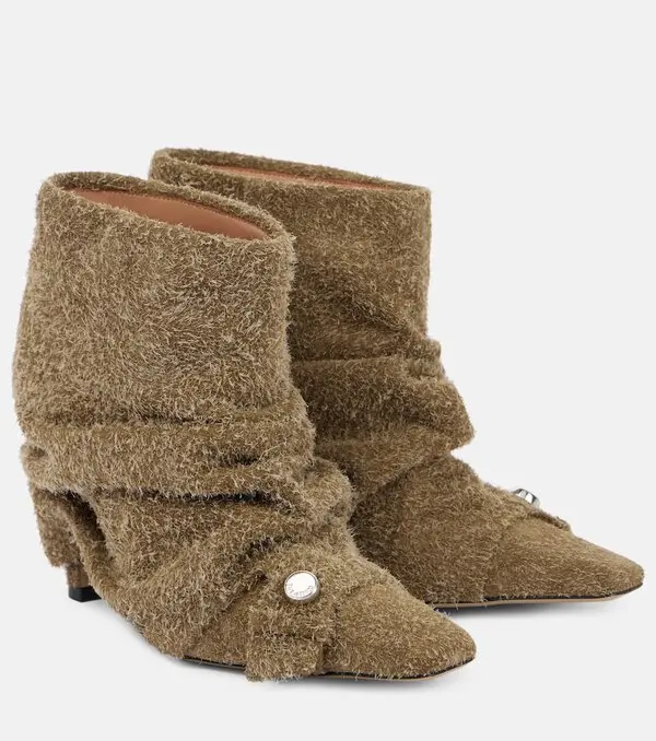 Attico Juno 95 Suede Ankle Boots - Beige