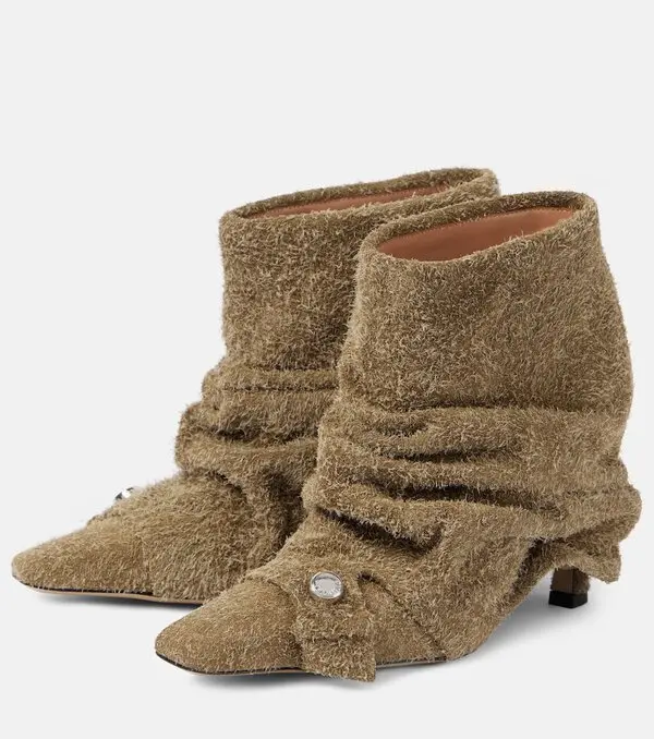 Attico Juno 95 Suede Ankle Boots - Beige
