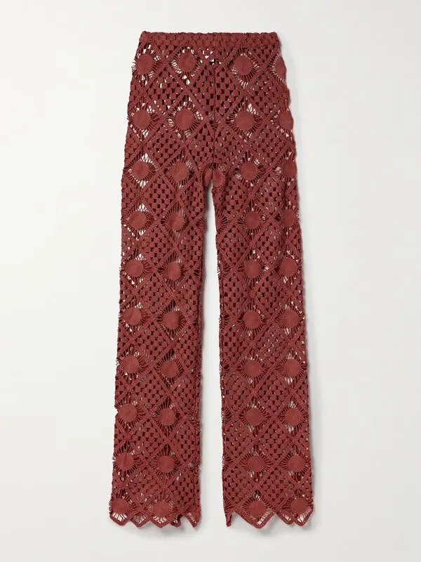 SARA CRISTINA Playa Crocheted Cotton Pants - Red