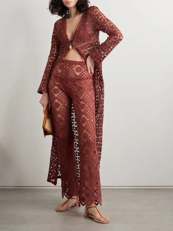 SARA CRISTINA Playa Crocheted Cotton Pants