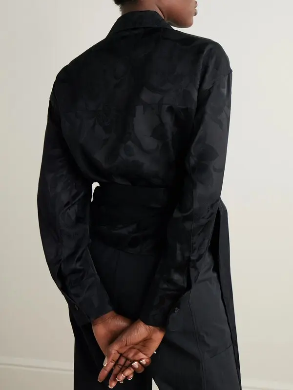 RÓHE Floral Satin-jacquard Wrap Shirt