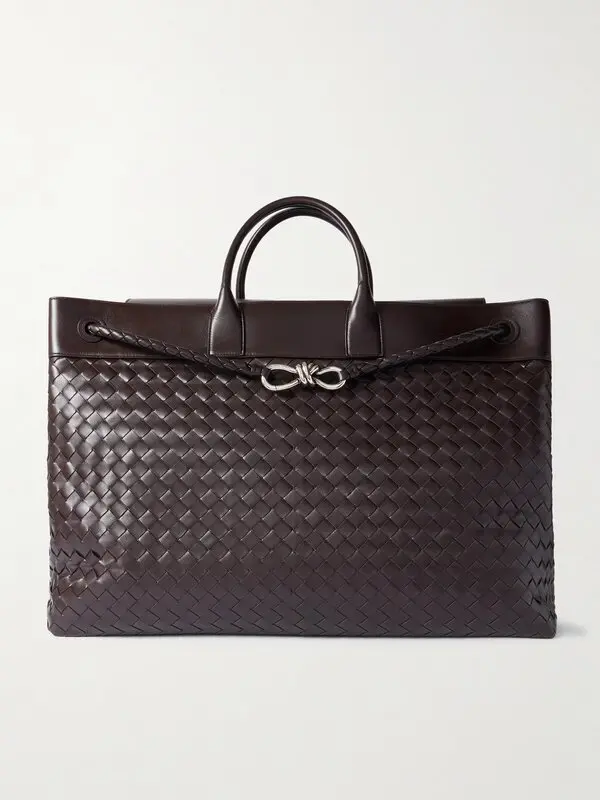 Bottega Veneta Avenue Maxi Leather-trimmed Intrecciato Tote - Brown