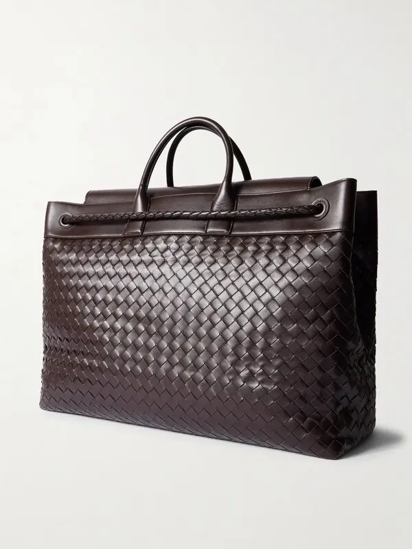 Bottega Veneta Avenue Maxi Leather-trimmed Intrecciato Tote - Brown