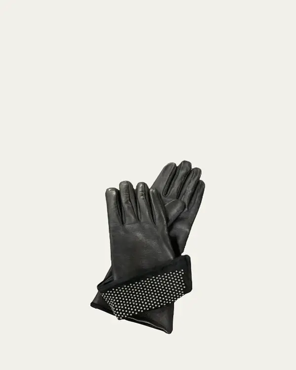 PAULA ROWAN Ronnie Studded Leather Gloves - Black