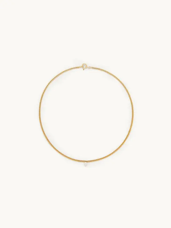 Yvonne Léon Floating Diamond Gourmette 18k Yellow Gold Necklace - 18k Yellow Gold,diamond