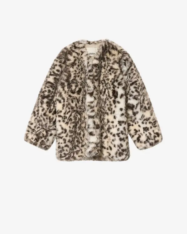 Isabel Marant Aglae Faux Fur Coat - Ecru/black