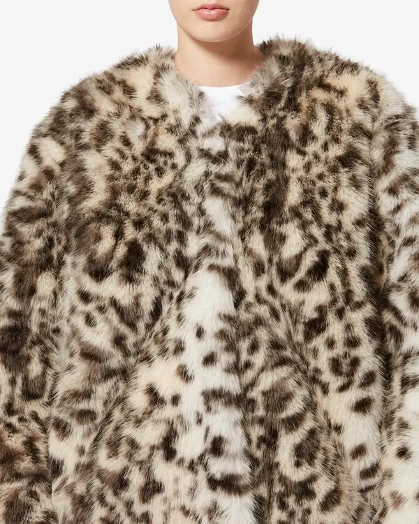Isabel Marant Aglae Faux Fur Coat - Ecru/black