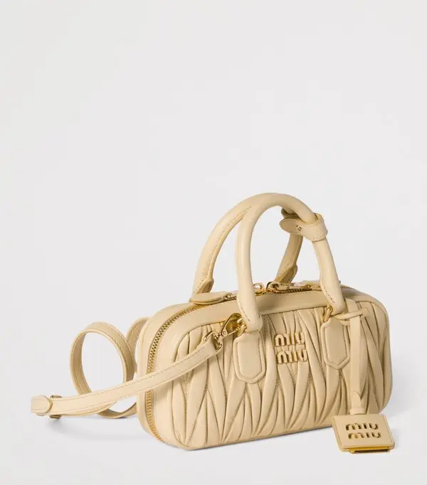 Miu Miu Mini Matelassé Leather Arcadie Top-handle Bag - Neutral