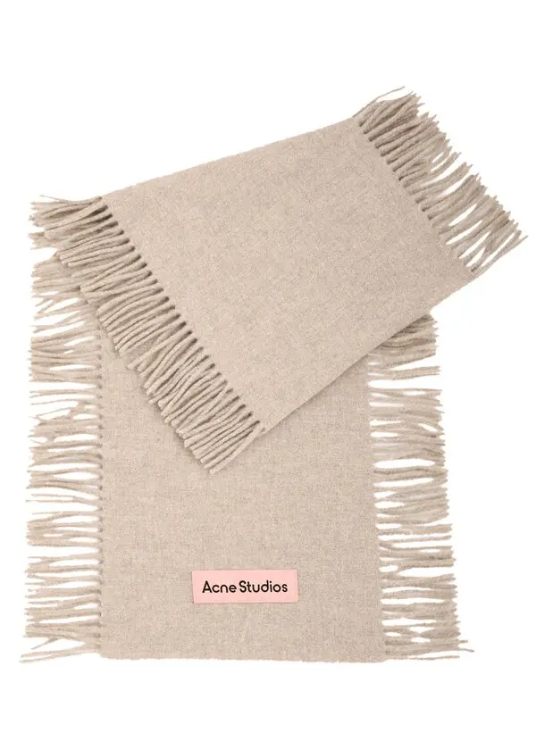 Acne Studios Canada Cancan Fringed Wool Scarf - Cream