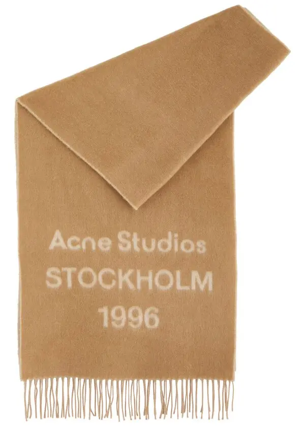 Acne Studios Venus 1996 Logo-intarsia Wool Scarf - Camel