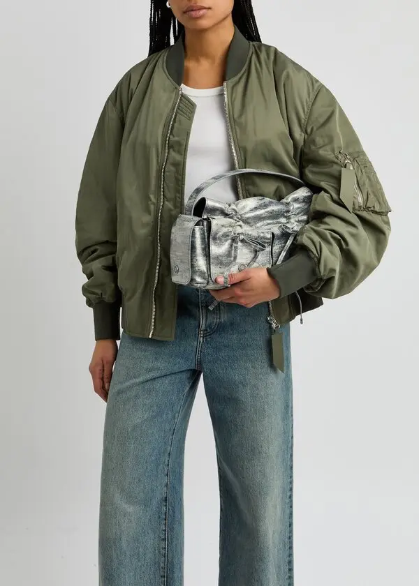 Acne Studios Metallic-suede Top Handle Bag - Light Grey