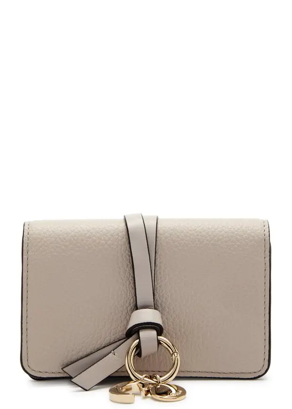 Chloé Alphabet Leather Card Holder - Grey