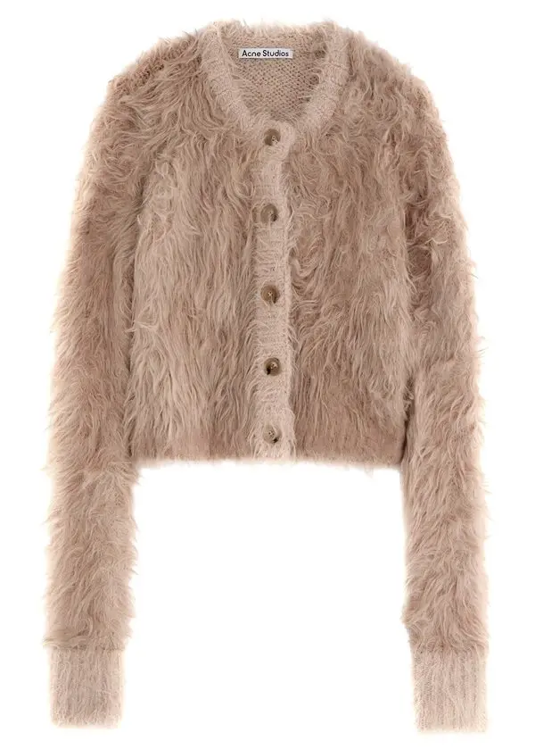 Acne Studios Kradi Textured Knitted Cardigan - Beige