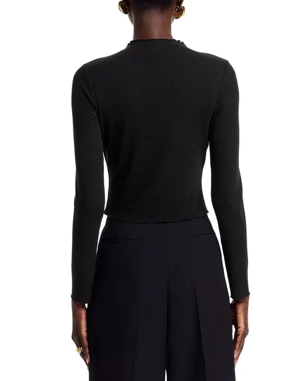 Aqua Ribbed Long Sleeve Mock-neck Top Exclusive