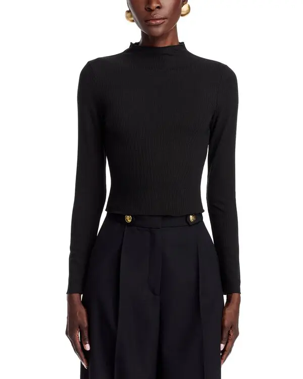 Aqua Ribbed Long Sleeve Mock-neck Top Exclusive