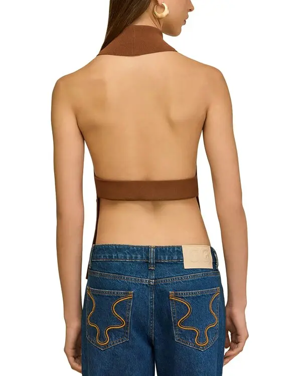 Cult Gaia Wake Open Back Halter Top - Saddle