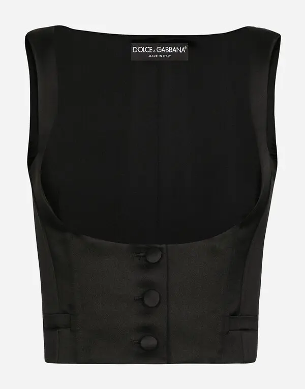 Dolce & Gabbana Single-breasted Silk Duchesse Tuxedo Vest - Black