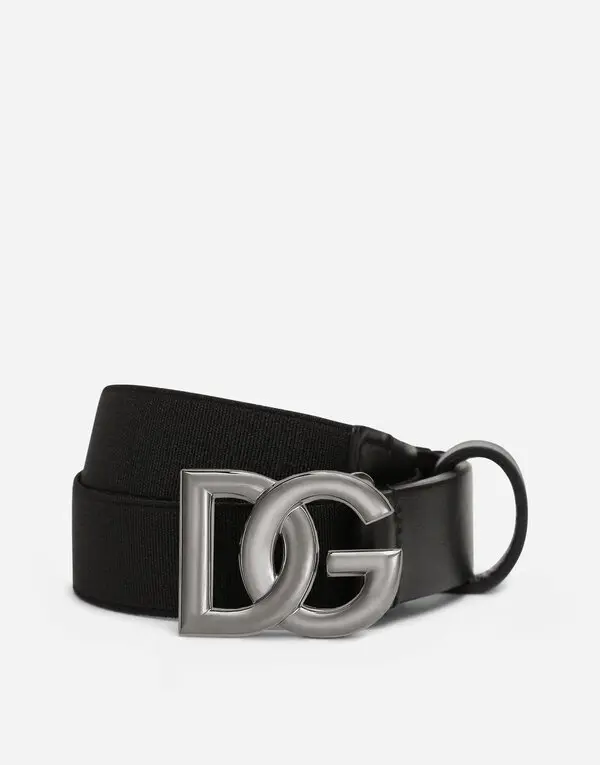 Dolce & Gabbana Stretch Belt With Dg Logo - Black