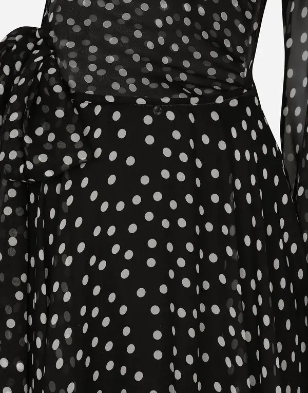 Dolce & Gabbana Asymmetrical Polka-dot Silk Chiffon Dress