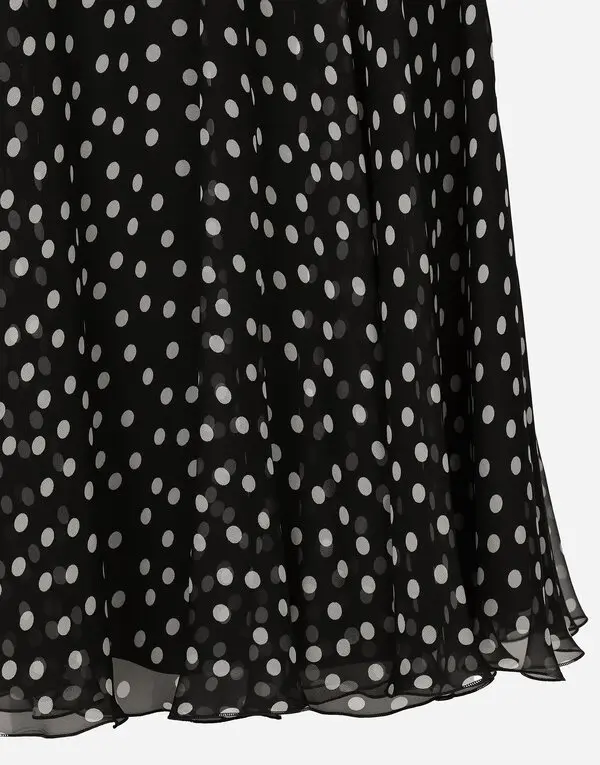 Dolce & Gabbana Asymmetrical Polka-dot Silk Chiffon Dress