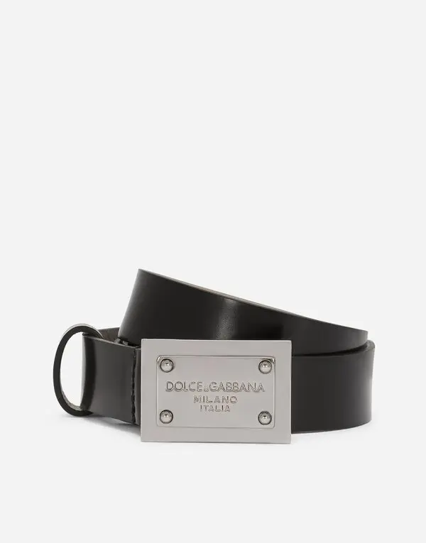 Dolce & Gabbana Calfskin Belt With Branded Tag - Black