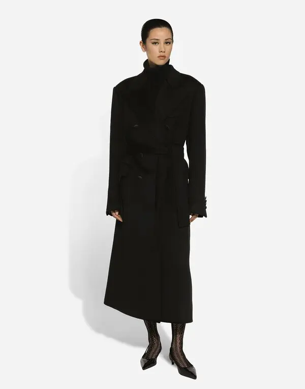 Dolce & Gabbana Double-breasted Cashmere Baize Coat - Black
