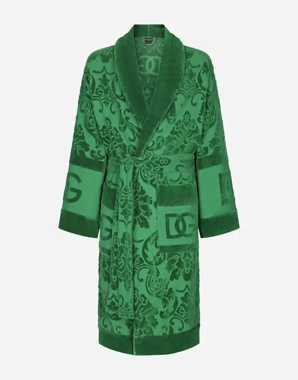 Dolce & Gabbana Bathrobe In Terry Cotton Jacquard - Multicolor