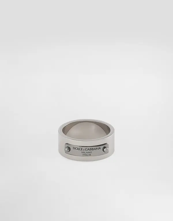 Dolce & Gabbana Ring With Logo Tag - Silver