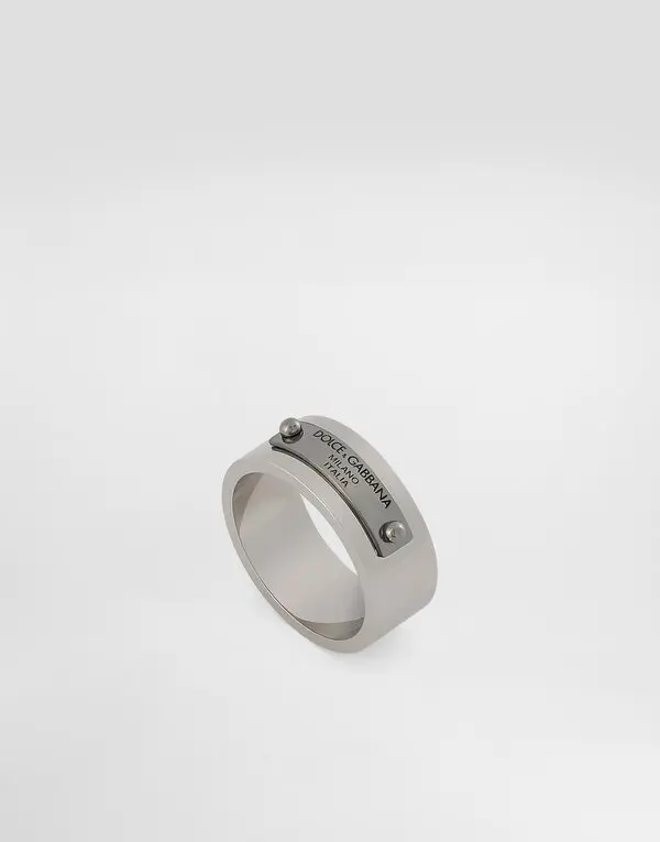 Dolce & Gabbana Ring With Logo Tag - Silver