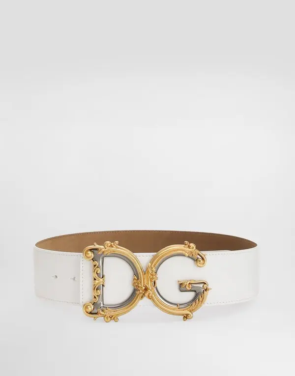 Dolce & Gabbana Calfskin Belt With Dg Logo - White