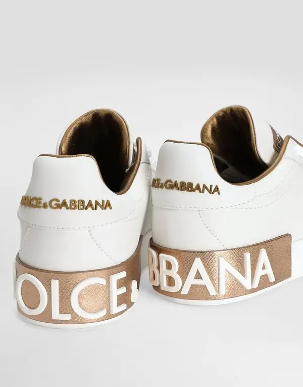Dolce & Gabbana Calfskin Nappa Portofino Sneakers - Gold