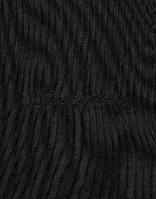 Dolce & Gabbana Round-neck Silk Sweater With Logo - Black