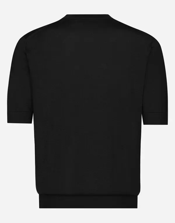 Dolce & Gabbana Round-neck Silk Sweater With Logo - Black
