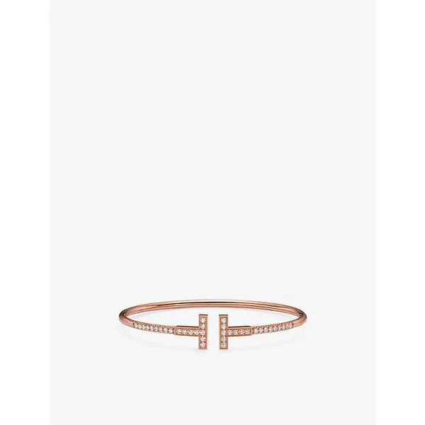 Tiffany & Co. T Pavé Diamond Wire Bracelet - Rose Gold