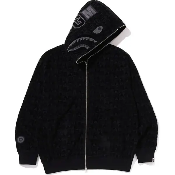A BATHING APE Lux Sport Pattern Shark Full Zip Hoodie - Black