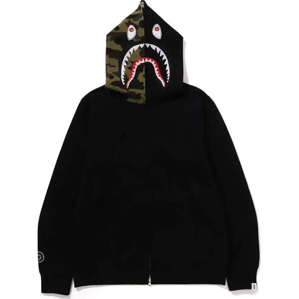 A BATHING APE 1st Camo Shark Full Zip Hoodie - Black