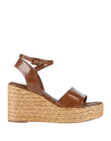 PALOMA BARCELO Glossed-leather Wedge Sandals - Brown
