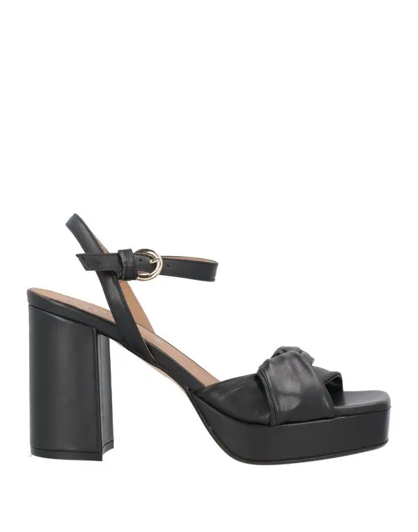 CARMENS Leather Platform Sandals With Block Heel