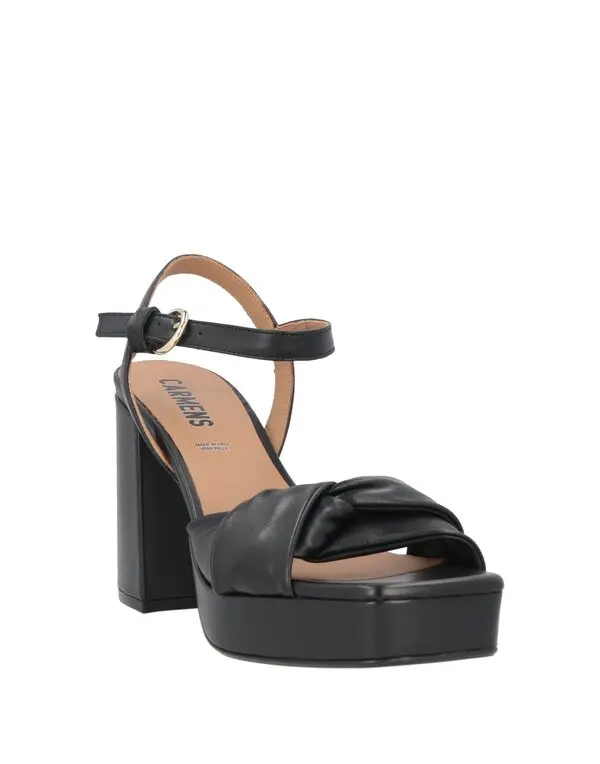 CARMENS Leather Platform Sandals With Block Heel