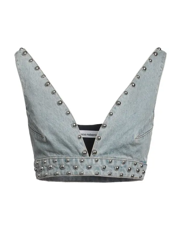 Rabanne Denim Crop Top - Blue