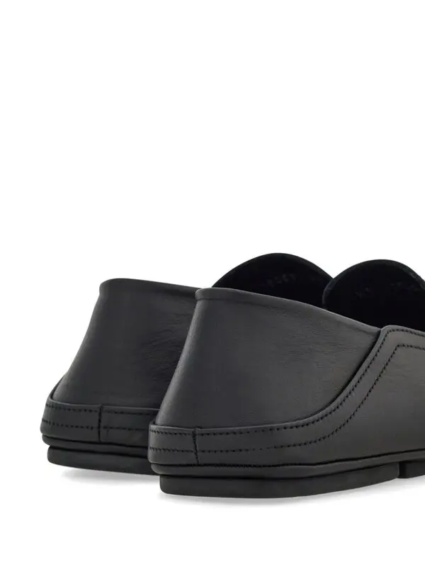FERRAGAMO Gancini-plaque Leather Loafers - Black