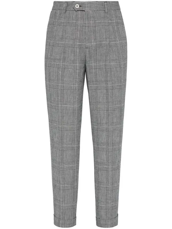 Brunello Cucinelli Prince Of Wales Trousers - Grey